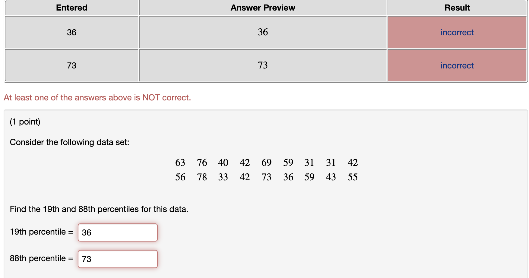 Solved At least one of the answers above is NOT correct. (1 | Chegg.com