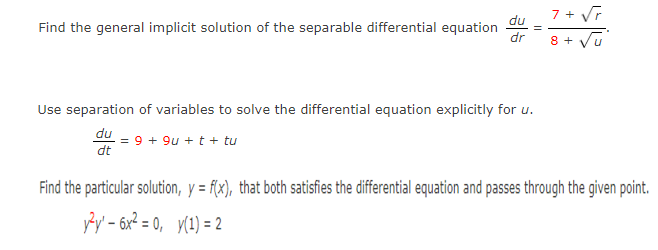Solved Find the general implicit solution of the separable | Chegg.com