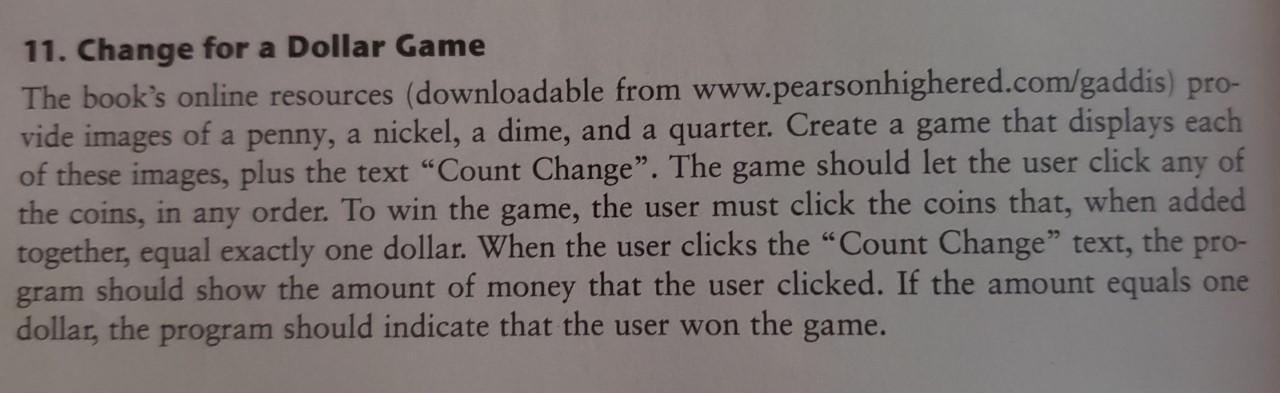 11. Change for a Dollar Game The book's online | Chegg.com