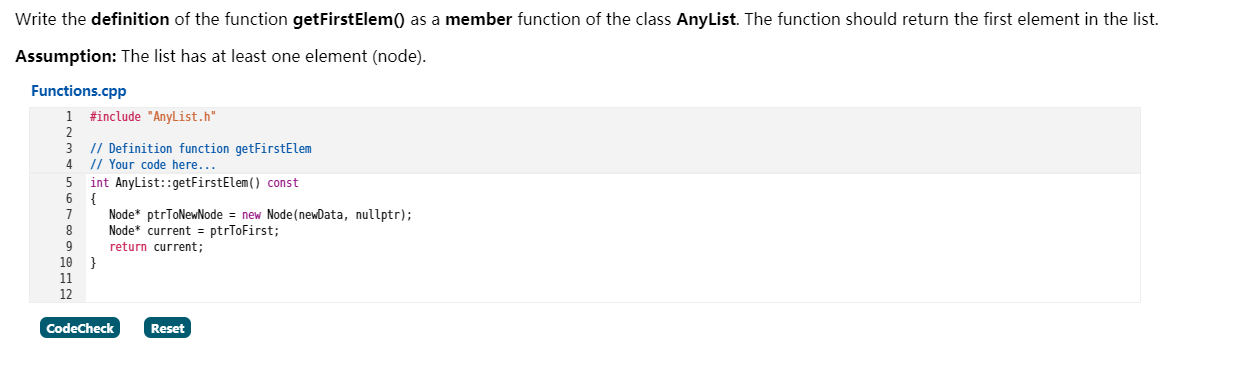 Solved class Node public: Node() : data(6), ptr | Chegg.com
