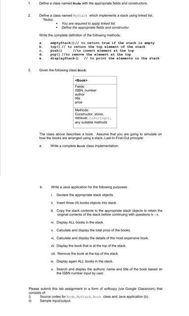 Solved 1. Define a class named Stode with the appropriate | Chegg.com