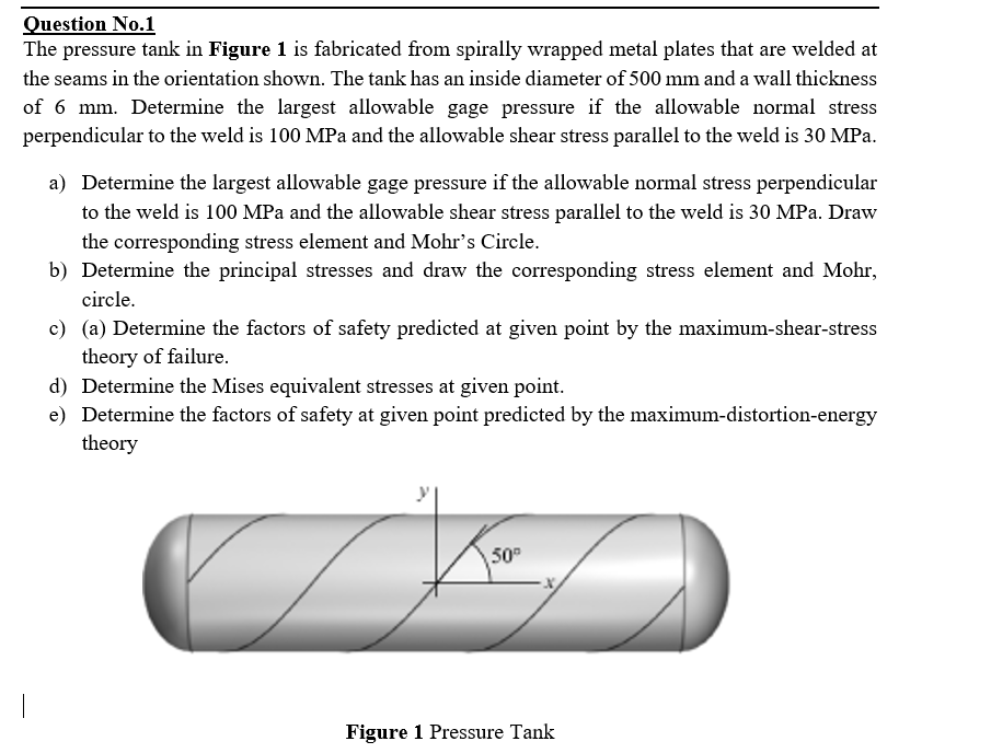 Solved The pressure tank in Figure 1 is fabricated from | Chegg.com