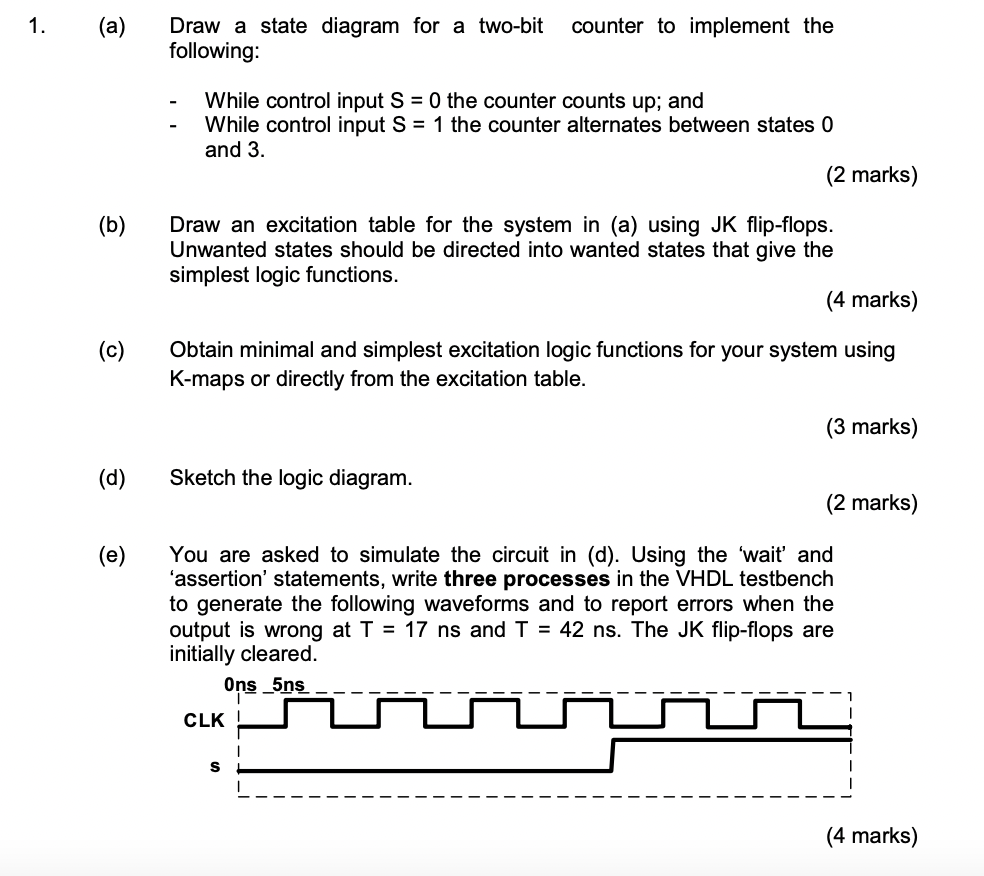 Solved 1. (a) Draw a state diagram for a two-bit following: | Chegg.com