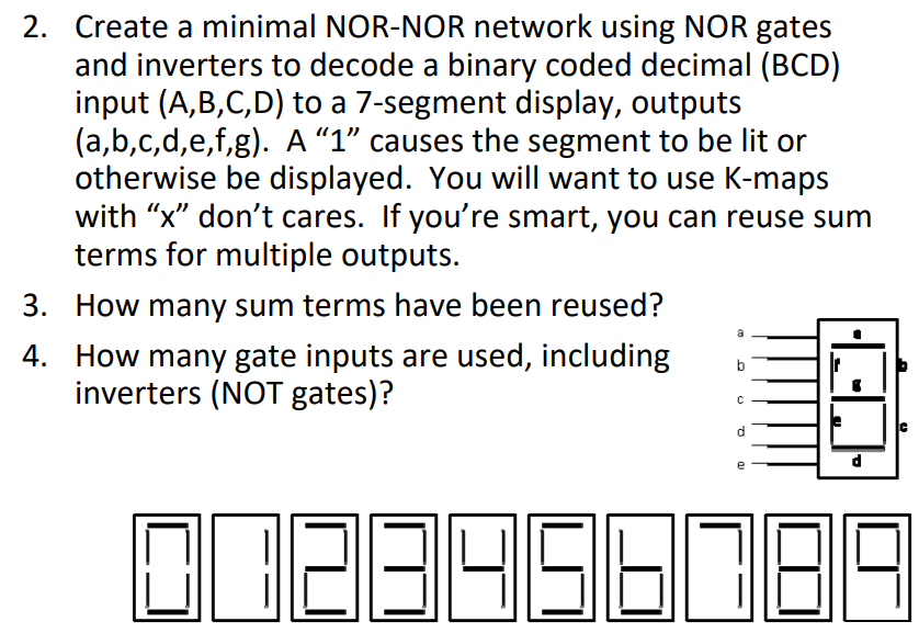 Solved 2. Create a minimal NOR-NOR network using NOR gates | Chegg.com