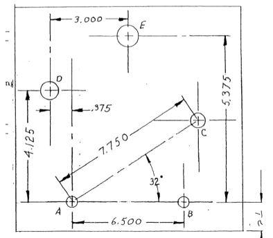 Solved The plate layout shows 5 holes. A and B are 1 in. | Chegg.com