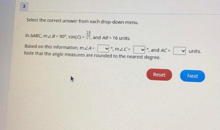 Solved 3 Select the correct answer from each drop-down menu. | Chegg.com