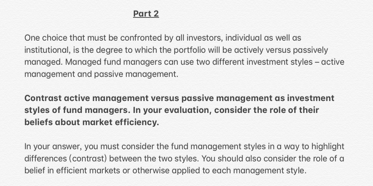 Solved Part 2 One choice that must be confronted by all | Chegg.com