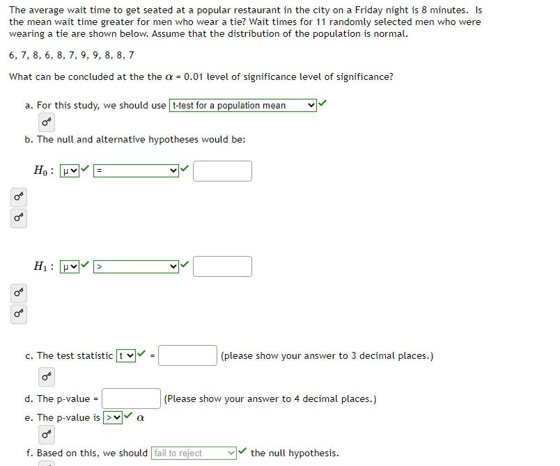 Solved The average wait time to get seated at a popular | Chegg.com