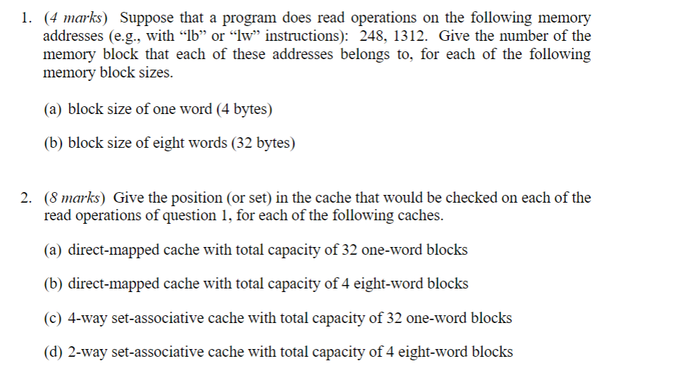 Solved 1. (4 marks) Suppose that a program does read | Chegg.com