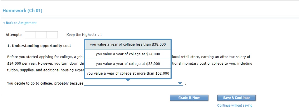 Solved Homework (Ch 01) Back to Assignment Attempts: Keep | Chegg.com