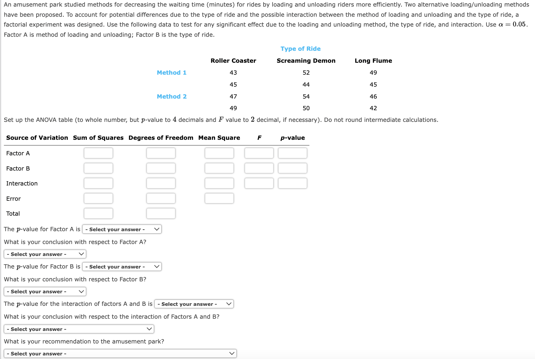 Solved An amusement park studied methods for decreasing the | Chegg.com