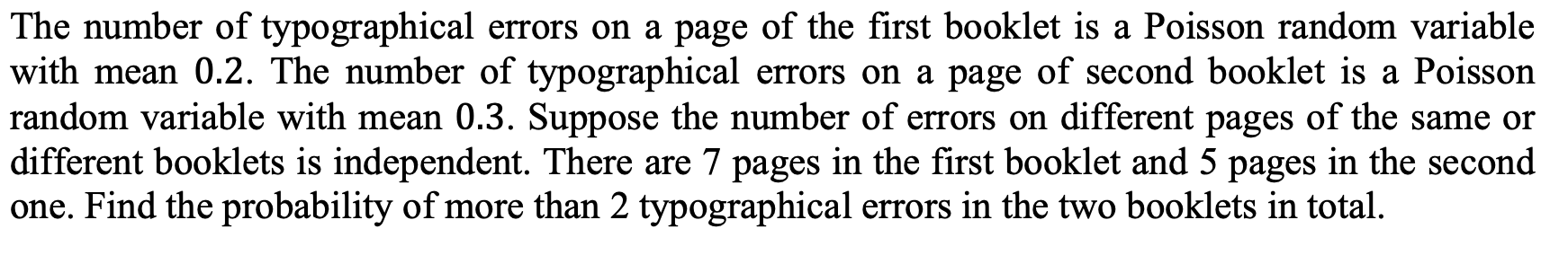 Solved The number of typographical errors on a page of the | Chegg.com