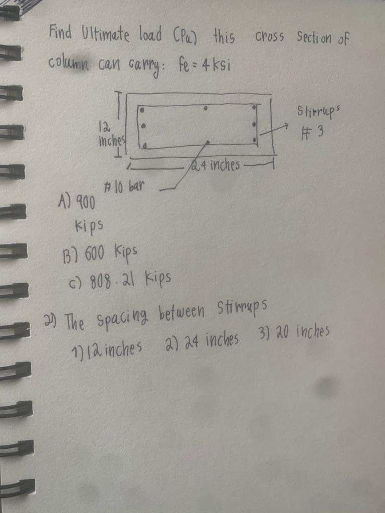 Solved Find Ultimate load Cpu) this cross section of column | Chegg.com