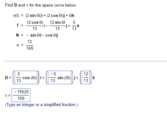 Solved Find B and τ for the space curve below. | Chegg.com