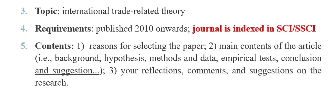 Solved 3. Topic: international trade-related theory 4. | Chegg.com