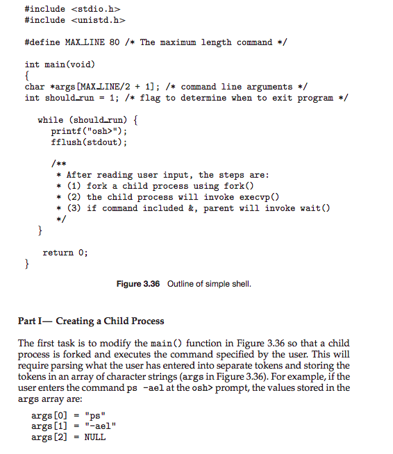 The next task is to modify the shell interface | Chegg.com