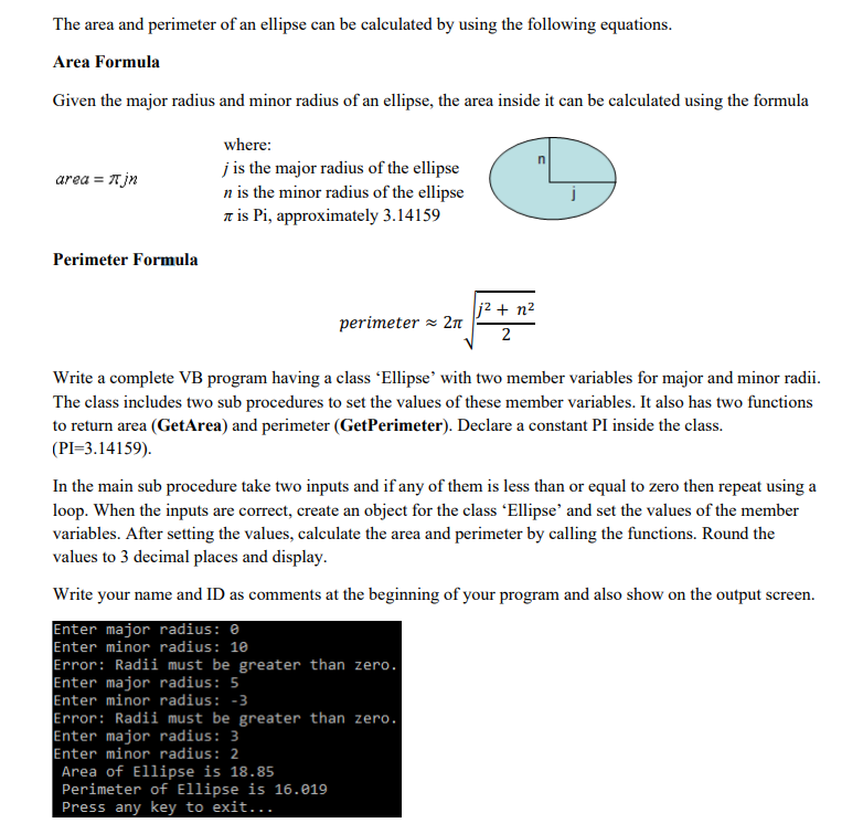 Solved The area and perimeter of an ellipse can be | Chegg.com