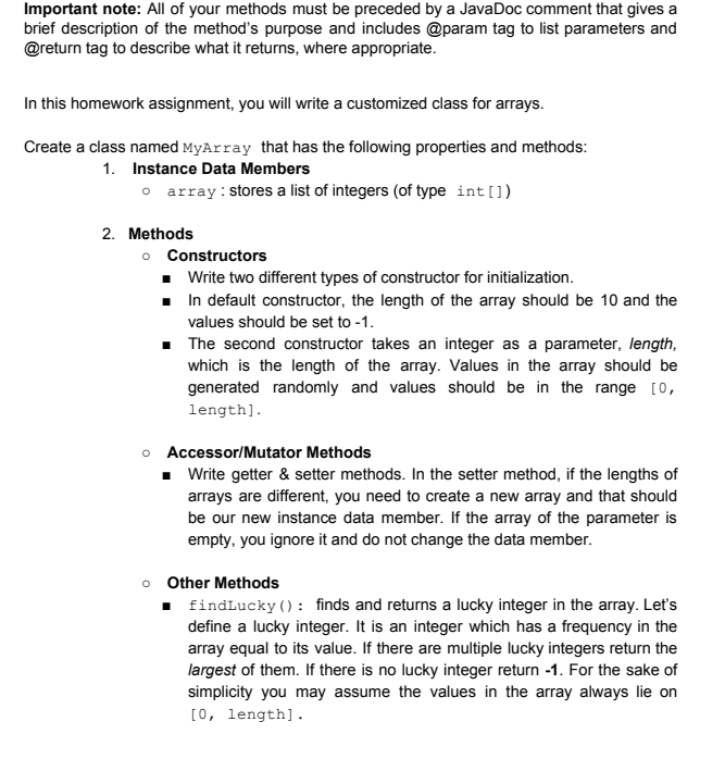 Solved Important note: All of your methods must be preceded | Chegg.com