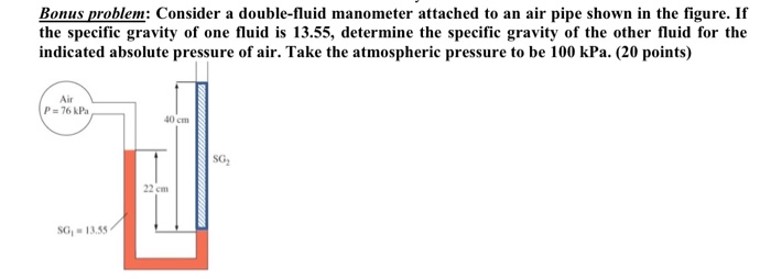Solved Bonus problem: Consider a double-fluid manometer | Chegg.com