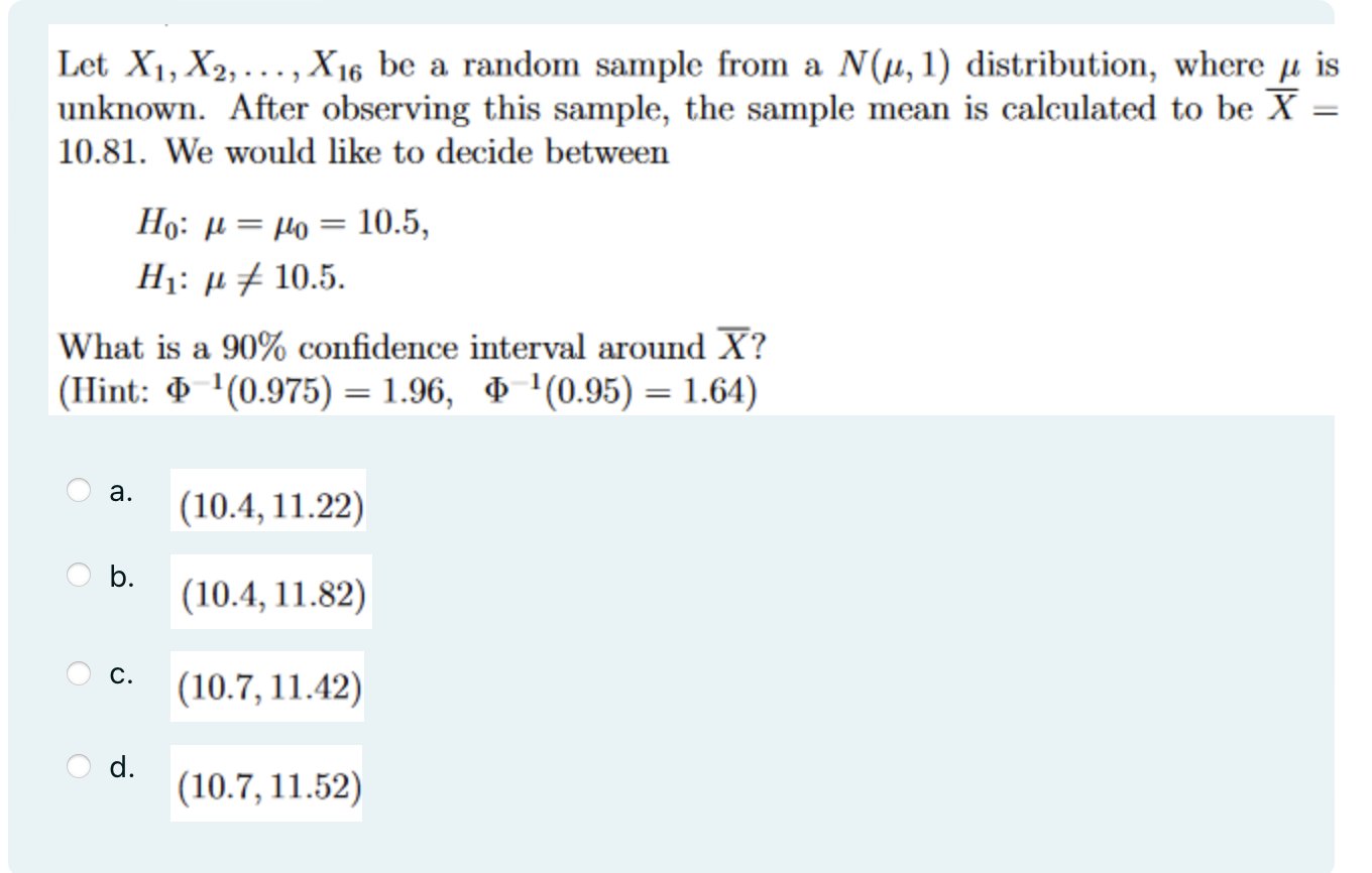 Solved Let \\( X_{1}, X_{2}, \\ldots, X_{16} \\) be a random | Chegg.com