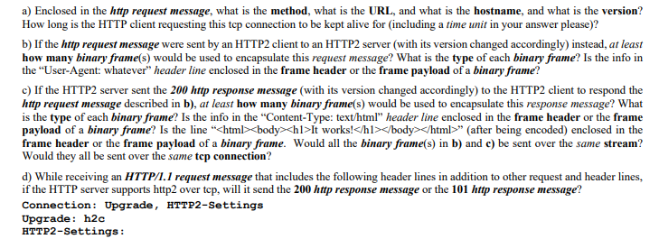 Solved Problem A. HTTP/1 v.s. HTTP/2: Given that one http | Chegg.com