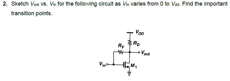 Solved 2. Sketch Vout VS. Vin for the following circuit as | Chegg.com Solved 2. Sketch Vout VS. Vin for the following circuit as | Chegg.com