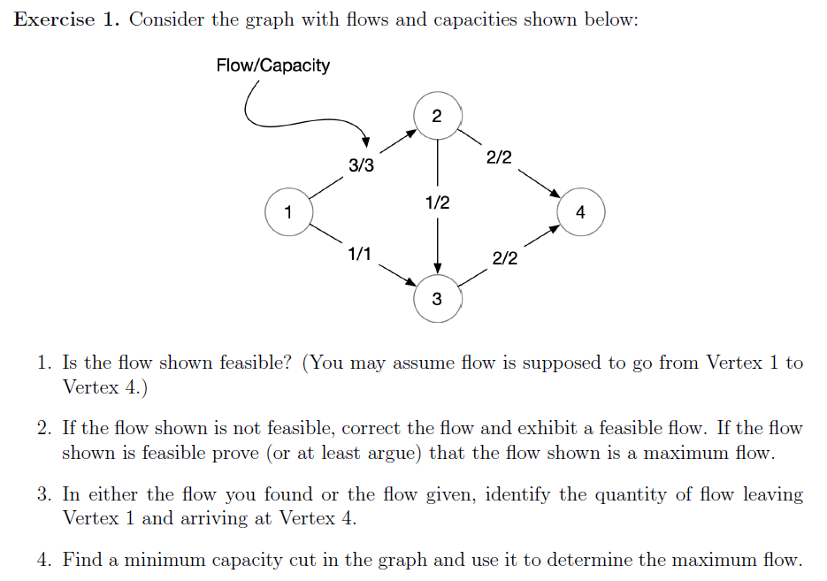 Solved Exercise 1. Consider the graph with flows and | Chegg.com