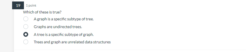 Solved 1 point Which of these is true? A graph is a specific | Chegg.com