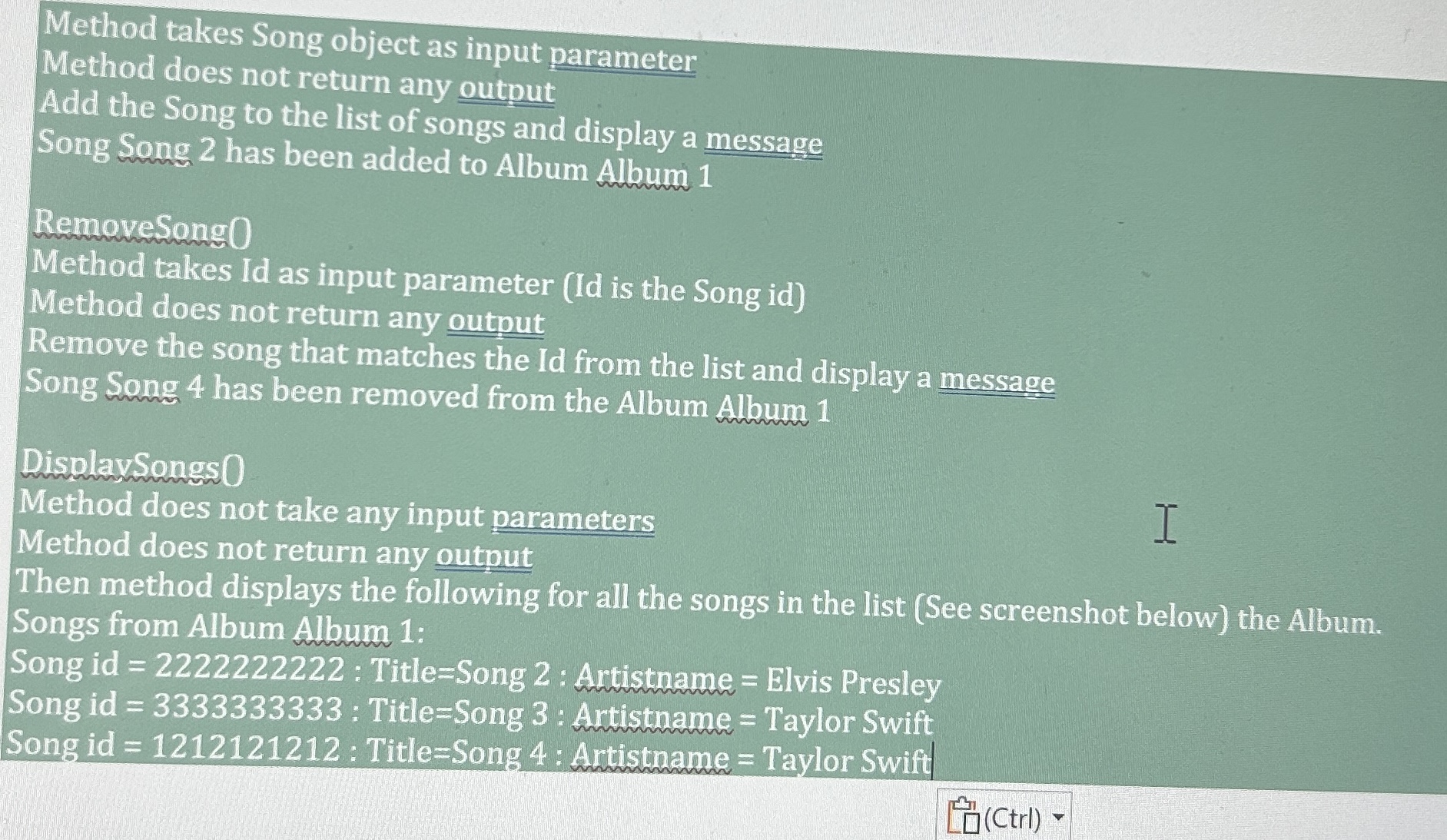 Solved Create a class called Artist Create the following | Chegg.com