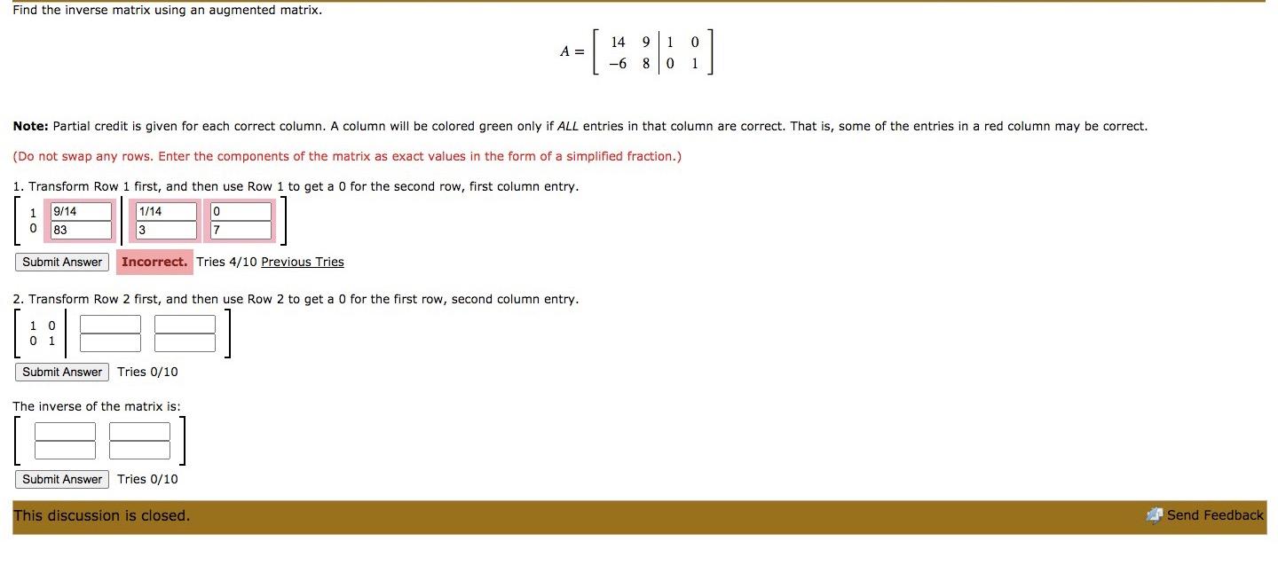 Solved Find the inverse matrix using an augmented matrix. 0 | Chegg.com