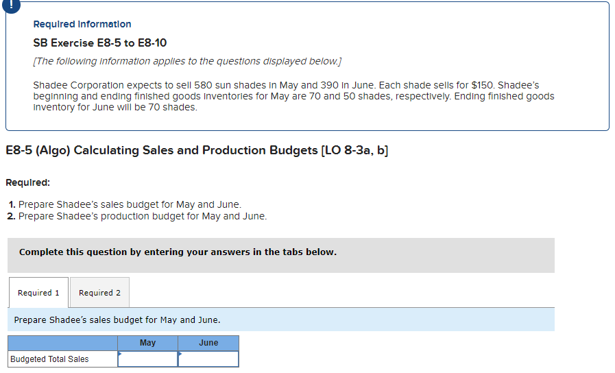 Solved Required Information SB Exercise E8-5 to E8-10 [The | Chegg.com
