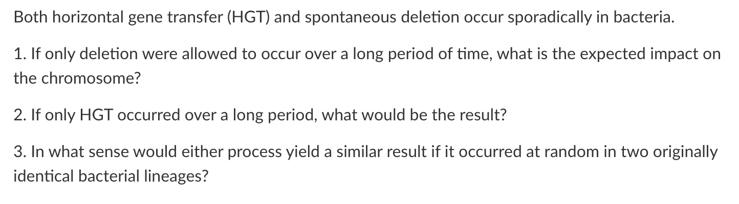 Solved Both horizontal gene transfer (HGT) and spontaneous | Chegg.com