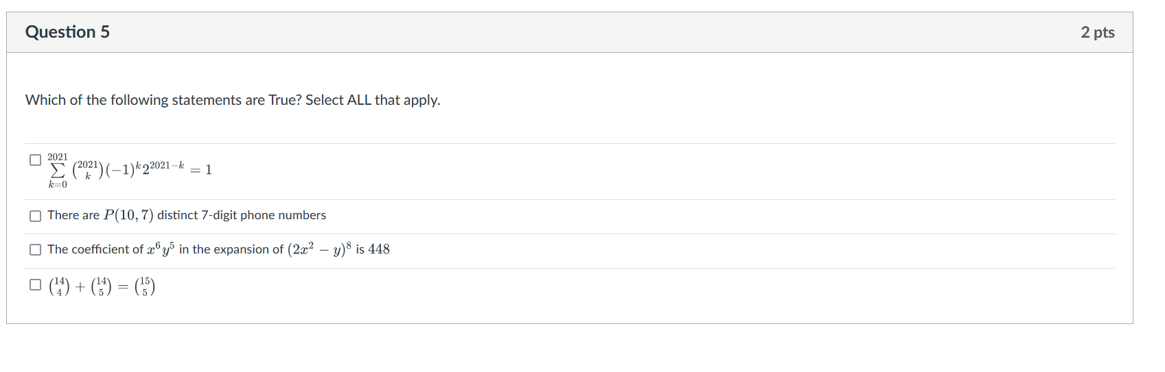 Solved Which of the following statements are True? Select | Chegg.com