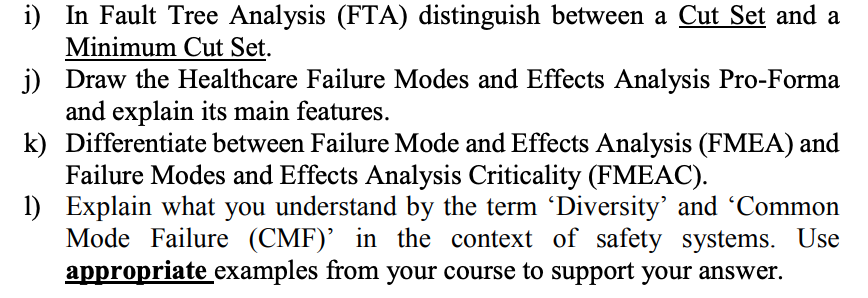 Solved i) In Fault Tree Analysis (FTA) distinguish between a | Chegg.com