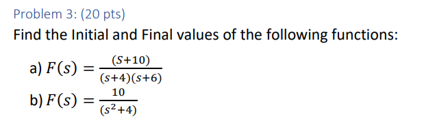 Solved Find the Initial and Final values of the following | Chegg.com