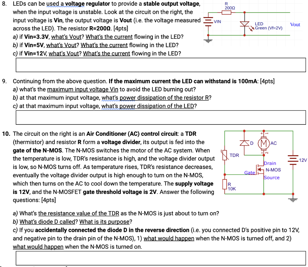 Solved LEDs can be used a voltage regulator to provide a | Chegg.com