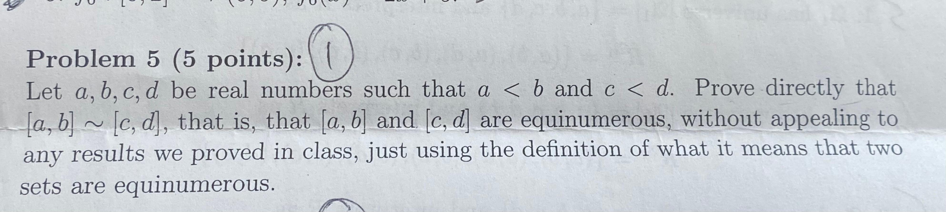 Solved Problem 5 (5 Points): (1) Let A,b,c,d Be Real Numbers 