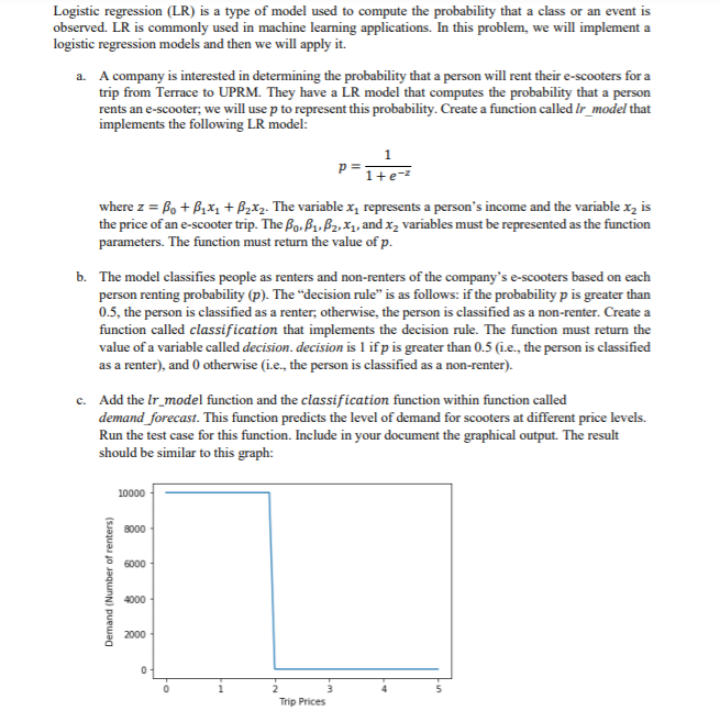 Solved Logistic regression (LR) is a type of model used to | Chegg.com