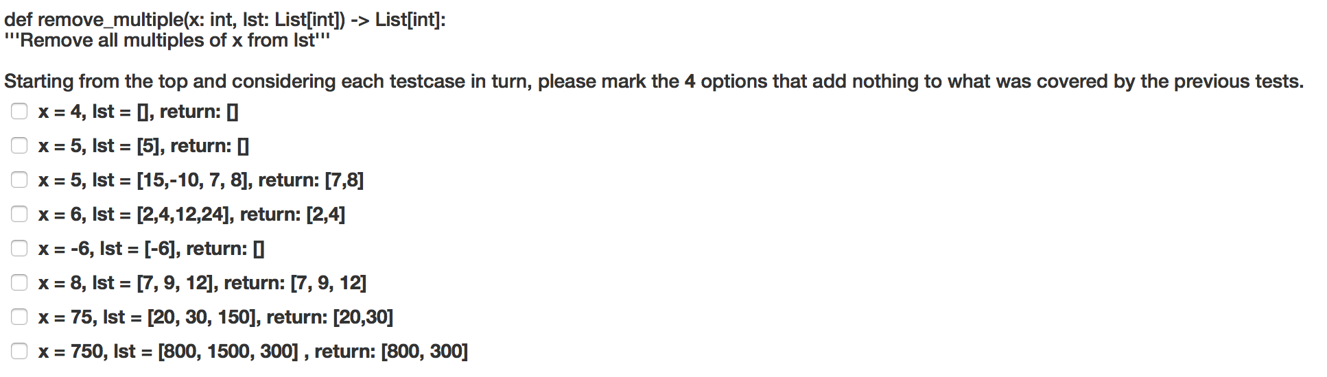 Solved def remove_multiple(x: int, Ist: List[int]) -> | Chegg.com
