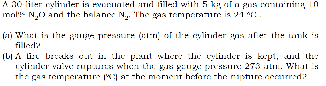 Solved A 30-liter cylinder is evacuated and filled with 5 kg | Chegg.com