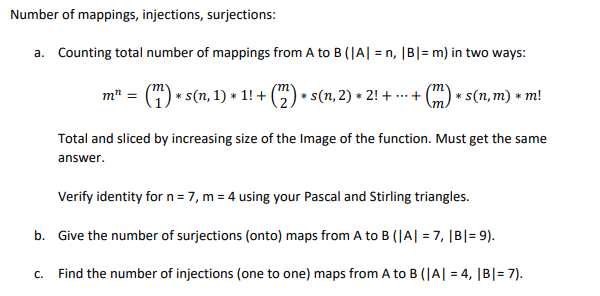 Solved Number of mappings, injections, surjections: a. | Chegg.com