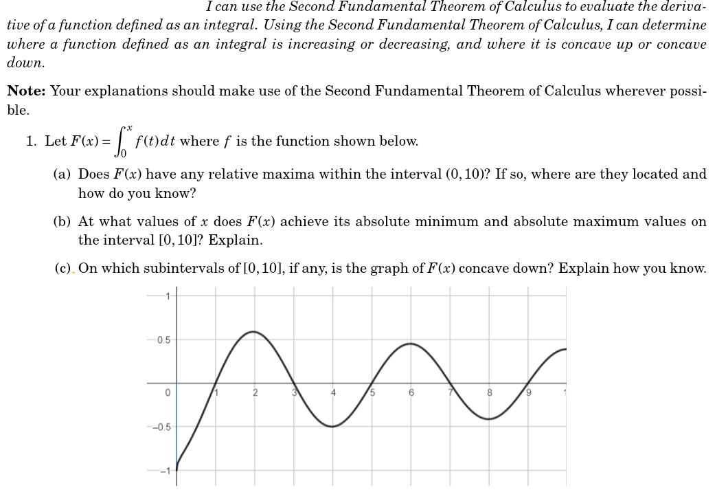 Solved I can use the Second Fundamental Theorem of Calculus | Chegg.com