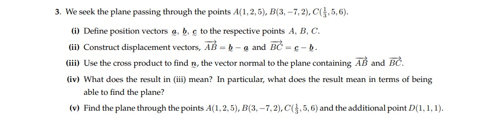Solved We seek the plane passing through the points A(1, 2, | Chegg.com