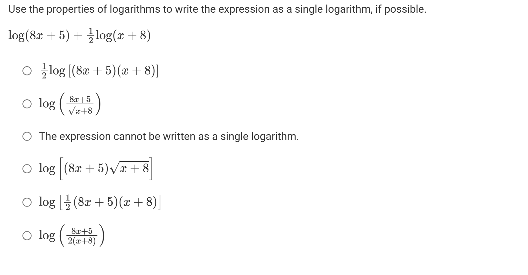 Solved Use the properties of logarithms to write the | Chegg.com