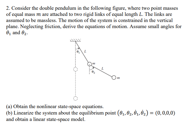 Solved 2. Consider the double pendulum in the following | Chegg.com