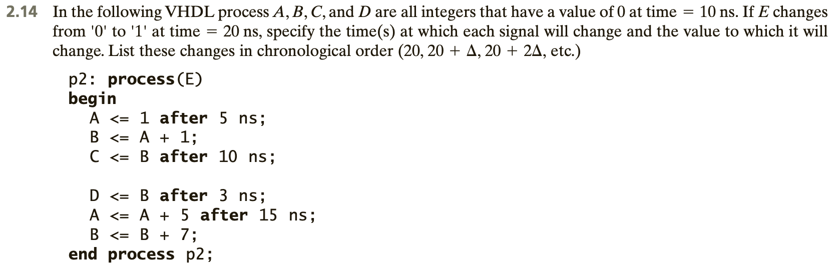 Solved 14 In The Following Vhdl Process Abc And D Are All 