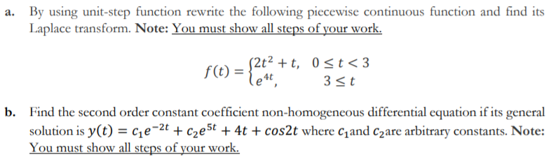 Solved a. By using unit-step function rewrite the following | Chegg.com