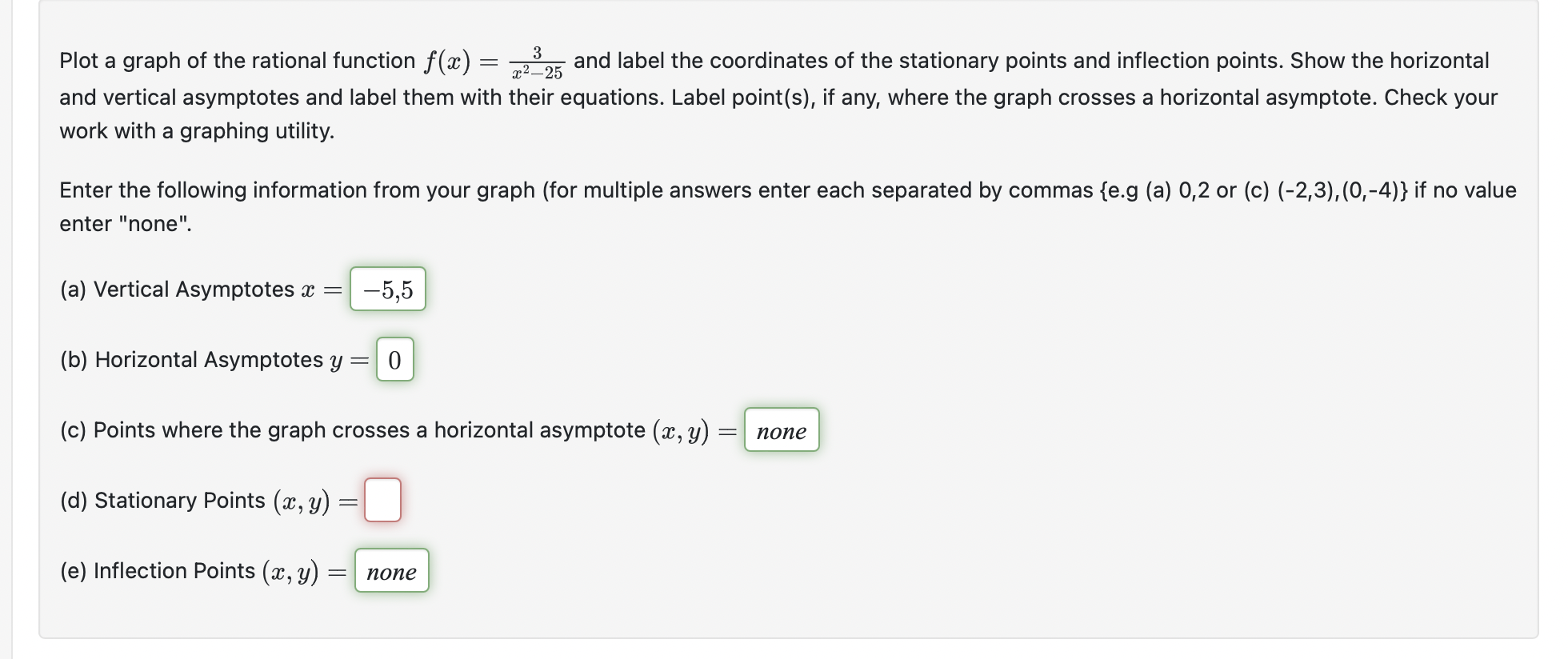 Solved Plot a graph of the rational function f(x)=3x2-25 | Chegg.com