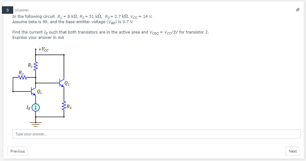 Solved In the following circuit R1 = 8 k , R2 = 51 k , R3 = | Chegg.com