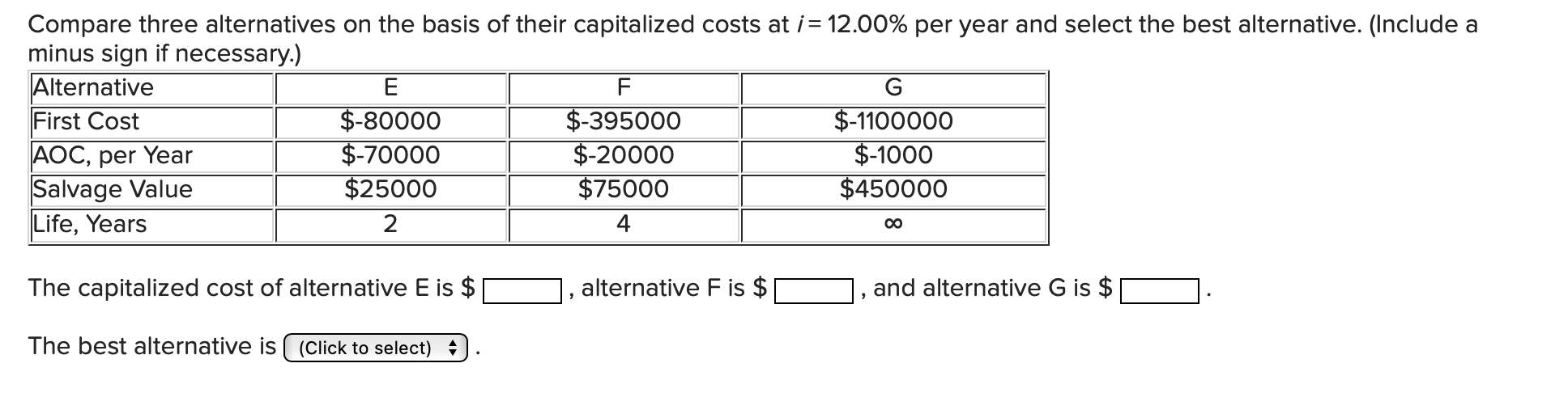 Solved Compare three alternatives on the basis of their | Chegg.com